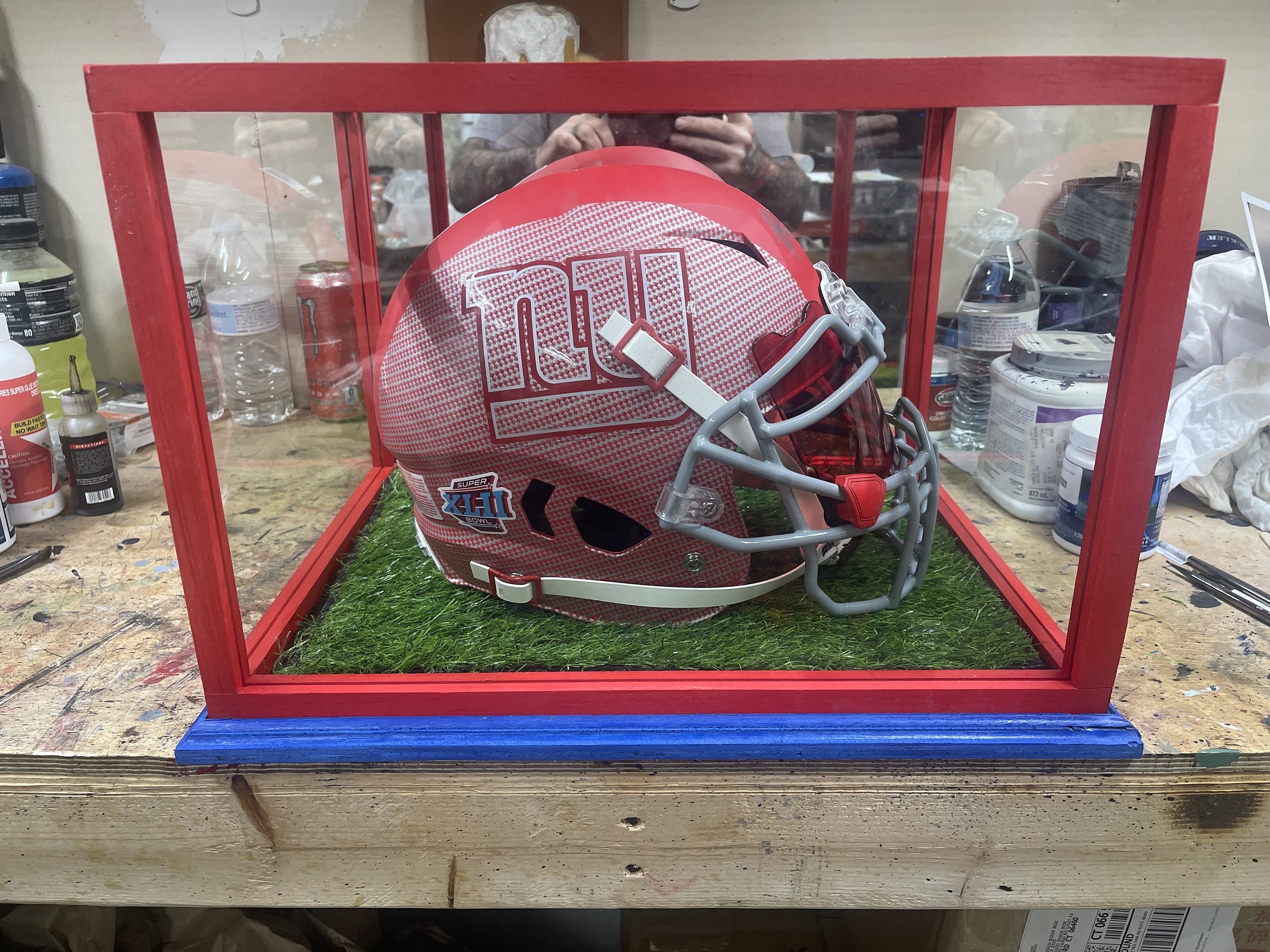 Custom handmade helmet display case with mirror, football memorabilia ...