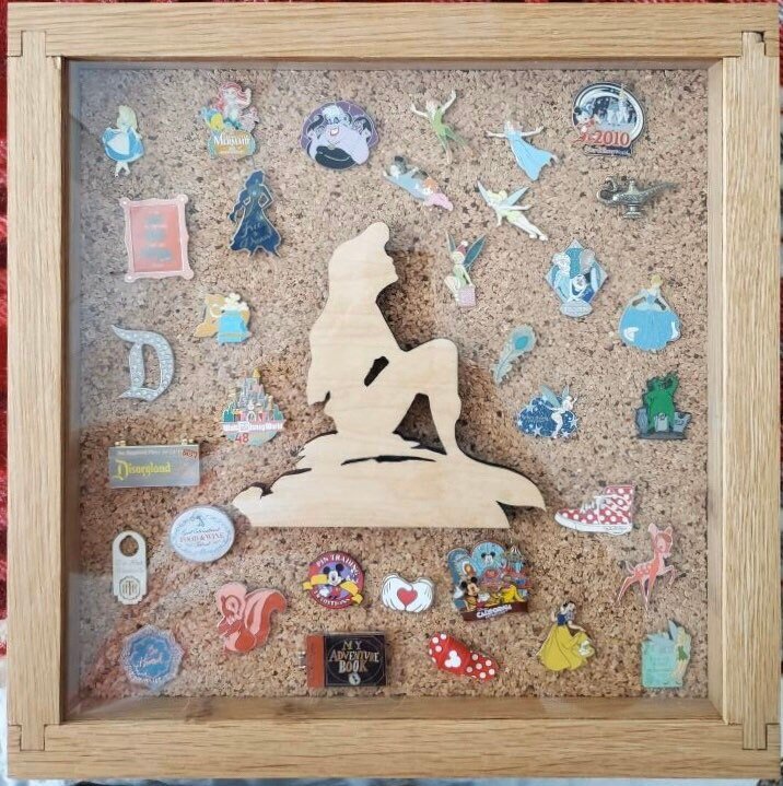 Disney Inspired Pin Display Shadowbox (Little Mermaid Ariel), Corkboard, Cork Display | JBird ...