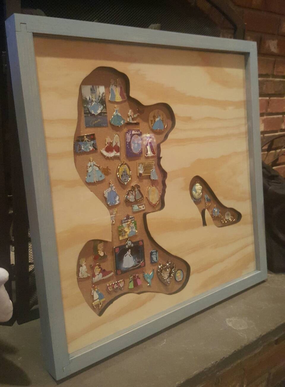 Disney Inspired Pin Display Shadowbox (Cinderella), Corkboard, Cork Display | JBird Custom ...